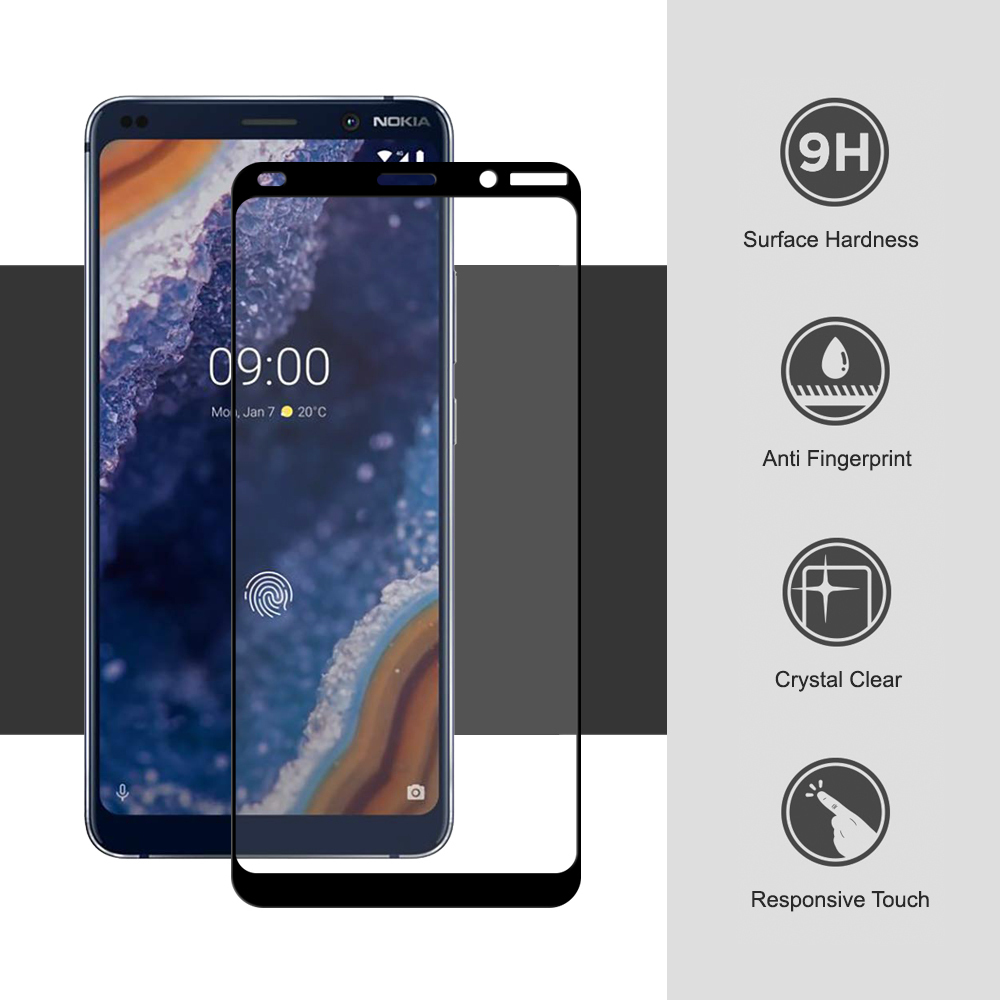Full Tempered Glass Screen Protector for Nokia 9 PureView (Black)
